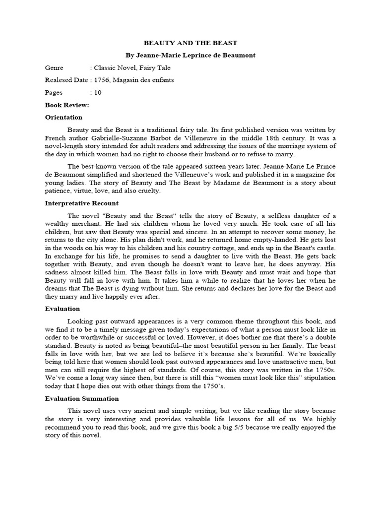Review Beauty and The Beast | PDF | Fairies | Fairy Tales