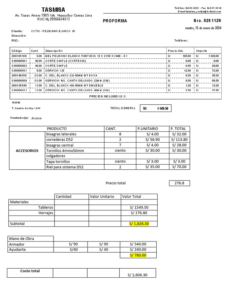 Muebles Presupuesto Final | PDF