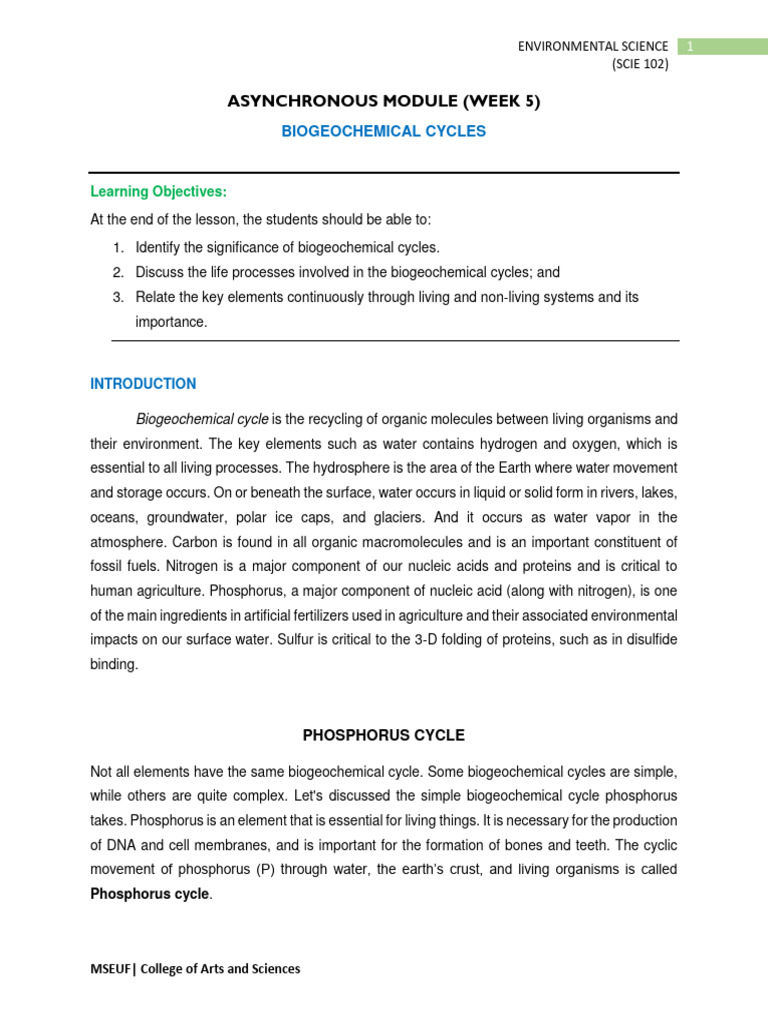 Environmental Science Module | PDF | Soil | Sulfur
