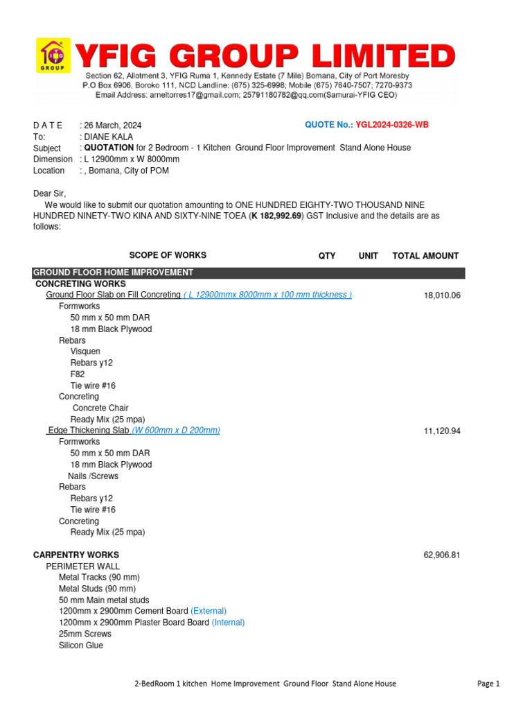 2-BedRoom 1 kitchen Cement Board Perimeter Walling Ground Floor Stand ...