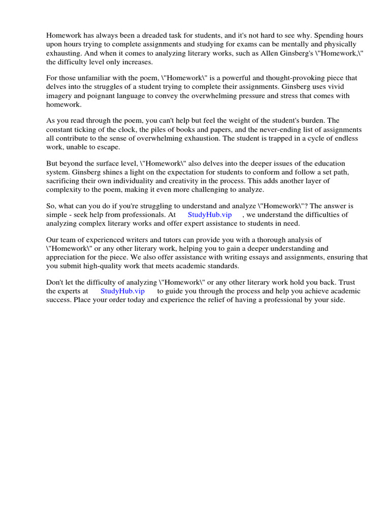 Homework by Allen Ginsberg Analysis | PDF | Allen Ginsberg | Beat ...