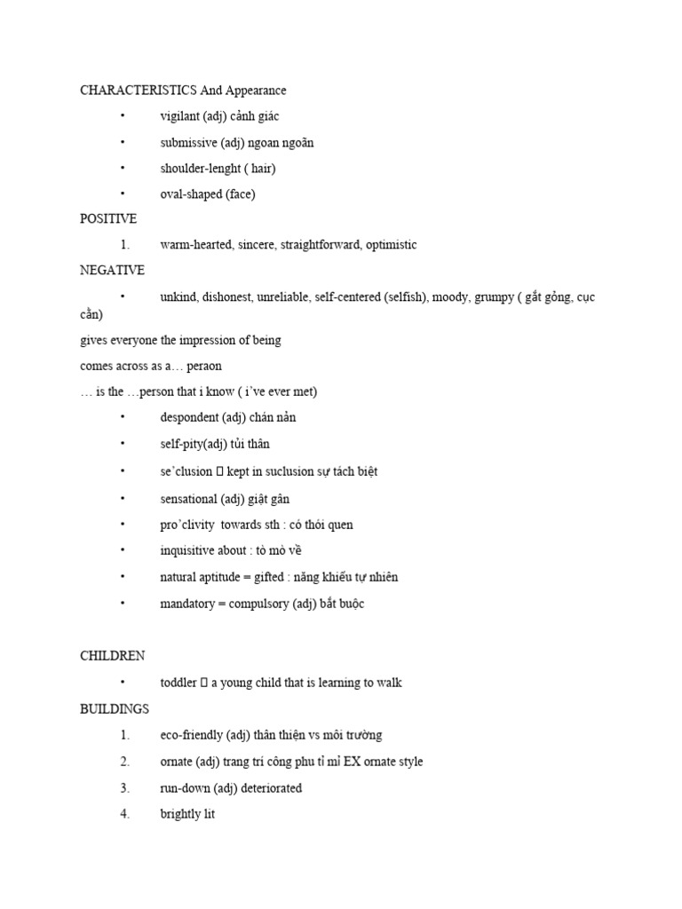 CHARACTERISTICS And Appearance | PDF