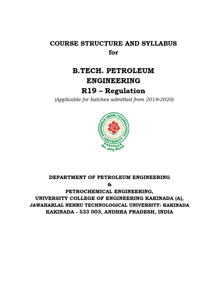 BTech - R19 - I - IV YEAR Course Structure For PE | Download Free PDF | Fluid Mechanics | Fluid ...