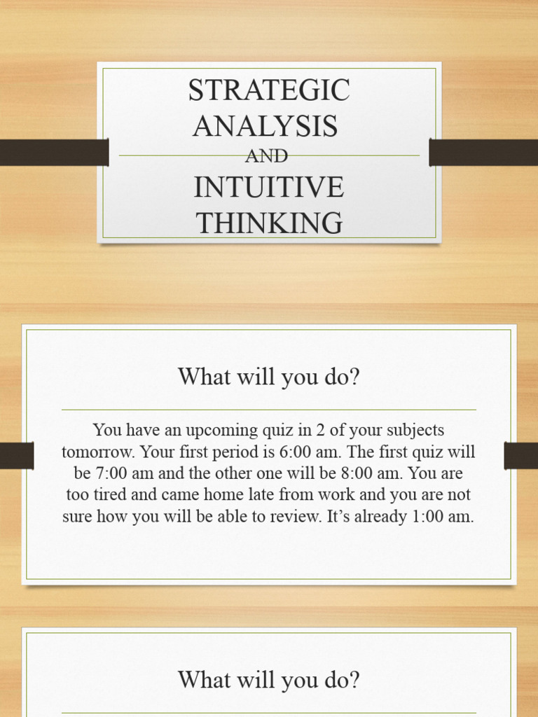 3 Strategic and Intuitive Thinking | PDF | Thought | Intuition
