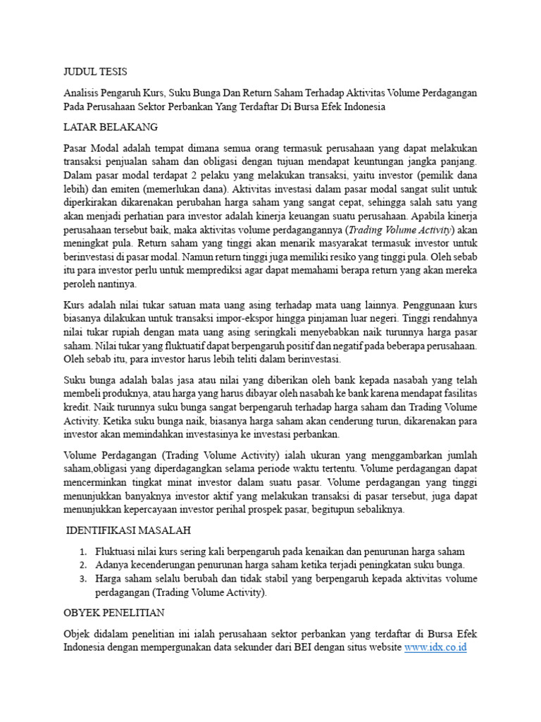 Outline Tesis Klara Paskarena Dahliani | PDF