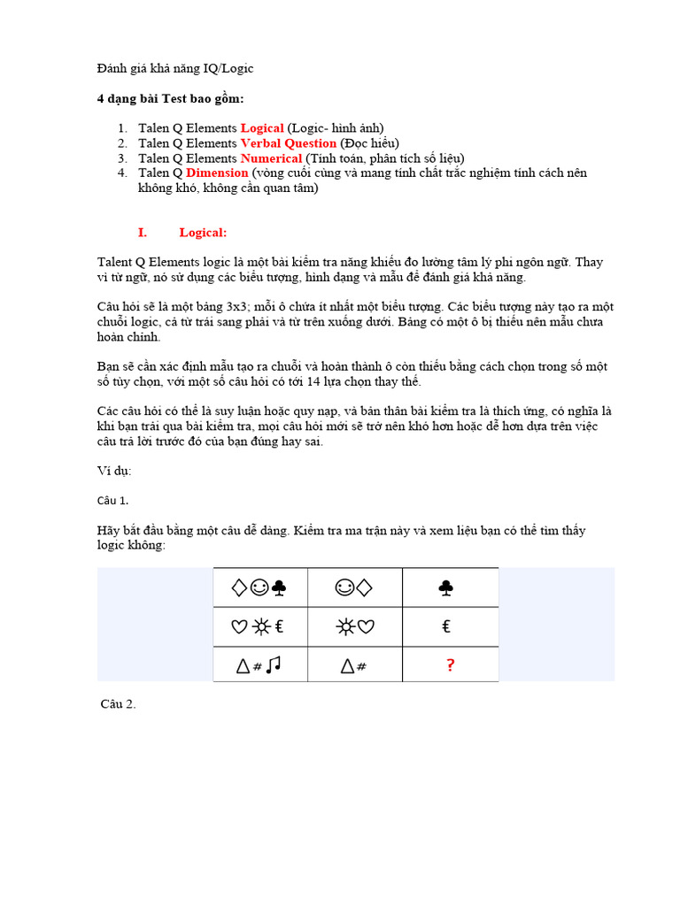 Hướng dấn thi IQ Logic | PDF