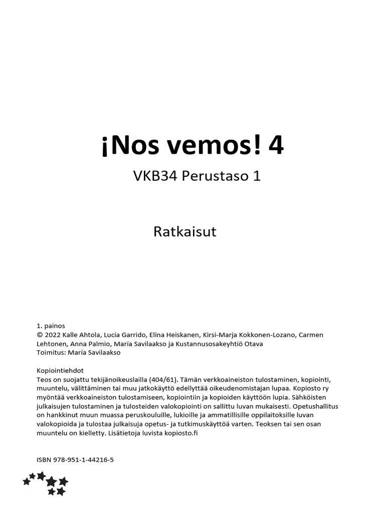 Nos Vemos!4 - LOPS21 - Ratkaisut - 080822 | PDF