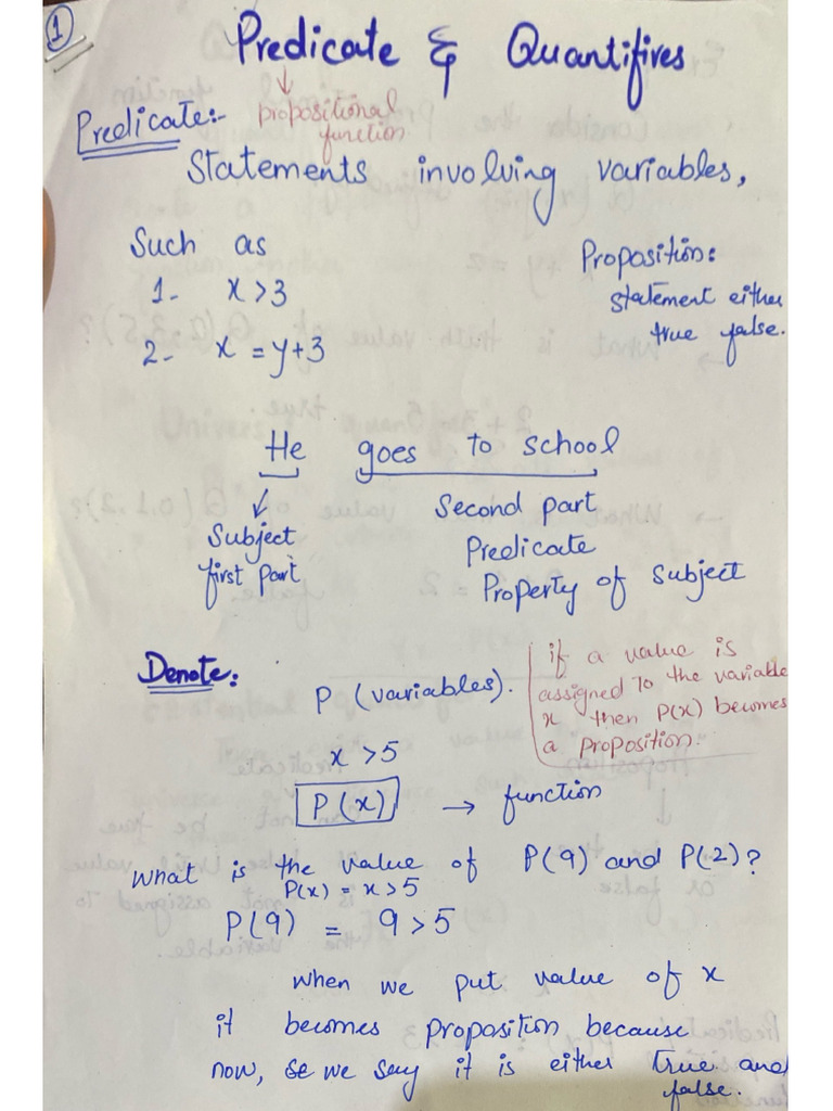 Predicate & Quantifiers | PDF