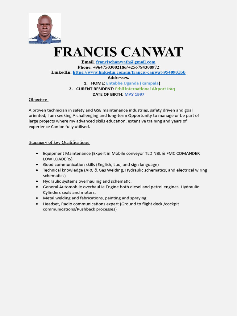 Francis’s Cv | PDF | Airport | Transport