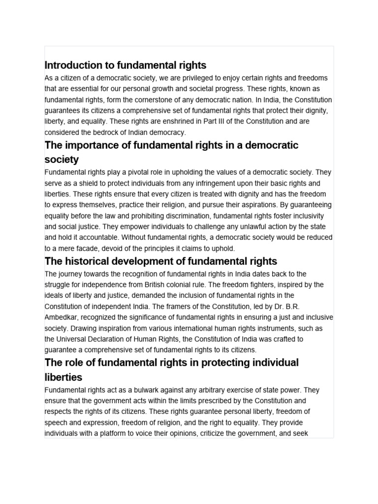 Introduction To Fundamental Rights | PDF | Human Rights | Democracy