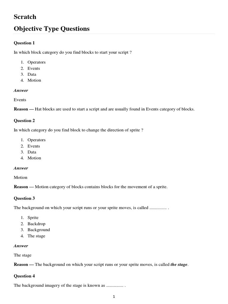 Scratch Questions | PDF | Scratch (Programming Language) | Control Flow