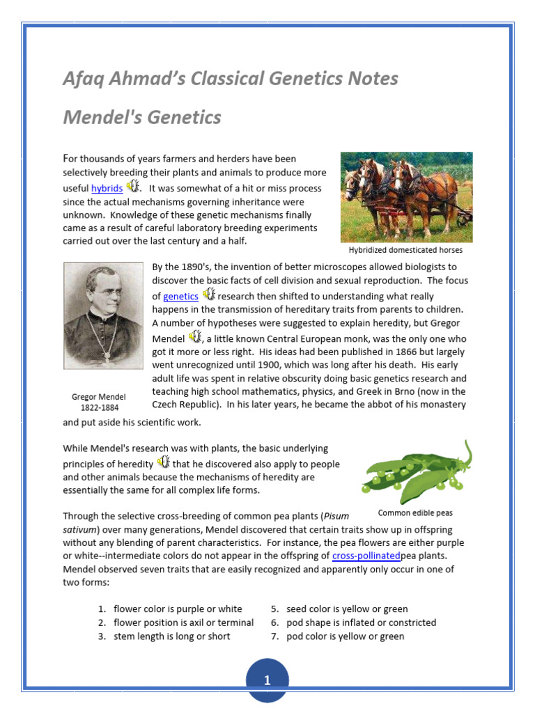 Mendel | PDF | Dominance (Genetics) | Zygosity