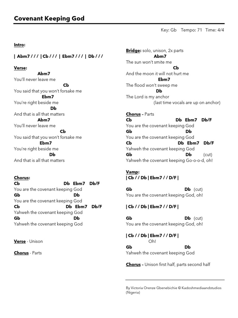 Covenant Keeping God Chord Chart 45jpqg | PDF | Song Structure ...