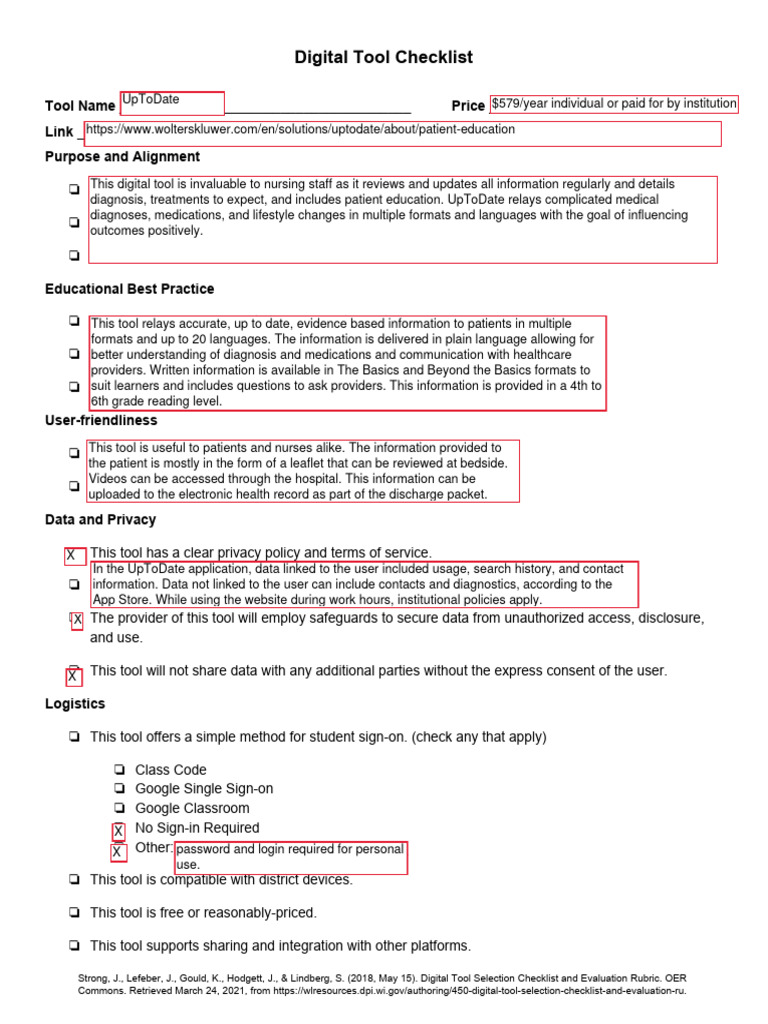 Lakin Kerry Digital Tool Checklist 4 | PDF | Patient | Electronic ...