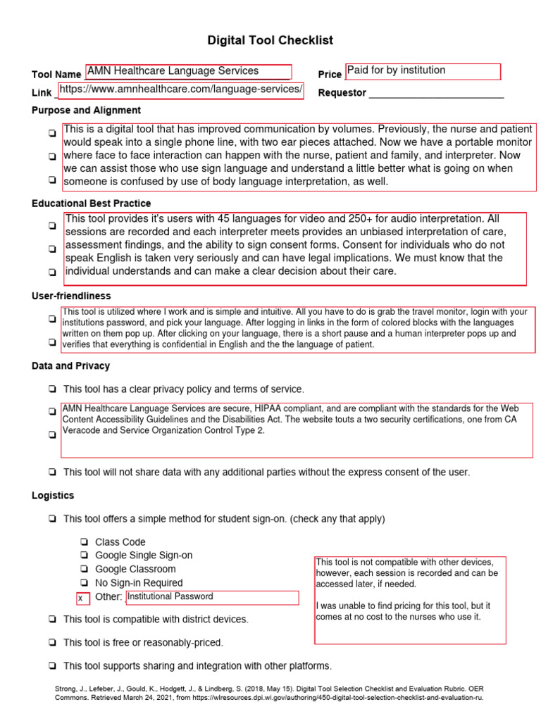 Lakin Kerry Digital Tool Checklist 3 | PDF | Language Interpretation ...
