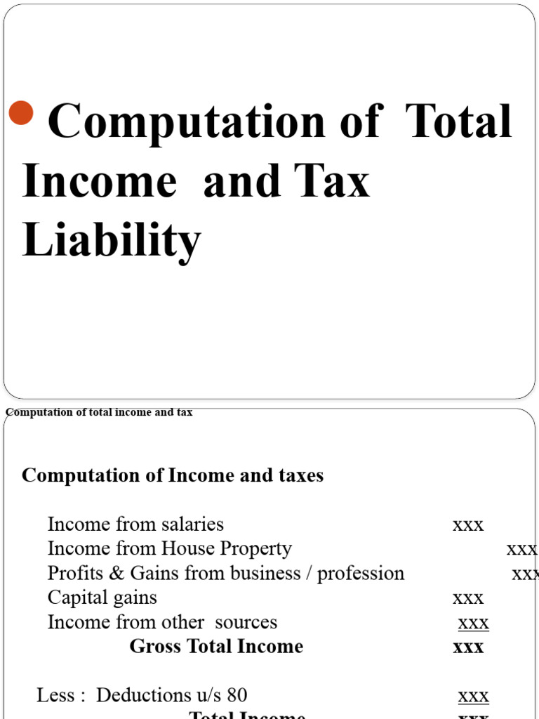 Computation of Total Income | PDF | Tax Deduction | Alternative Minimum Tax