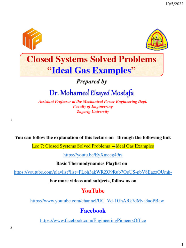 4b- Closed Systems - Solved Examples - Ideal Gas Examples | PDF | Heat ...
