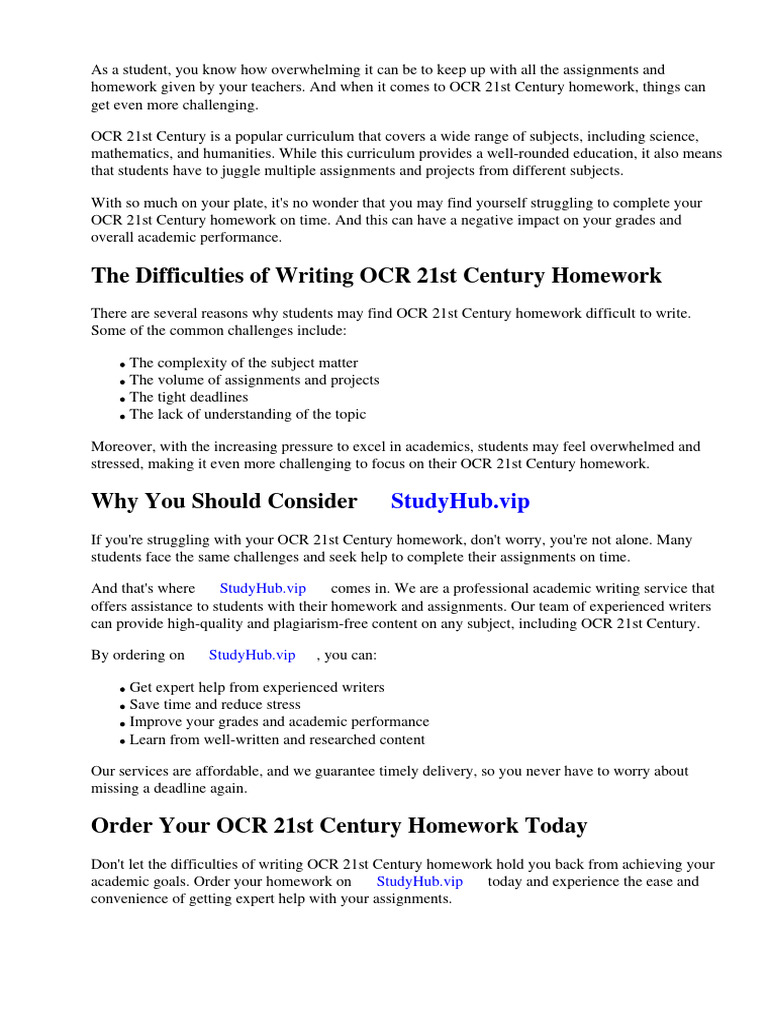 Ocr 21st Century Homework | PDF | Facebook | Homework Ocr 21st Century Homework | PDF | Facebook | Homework