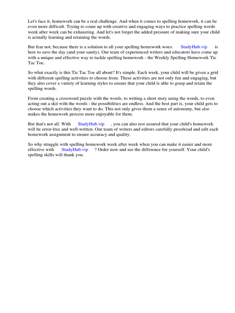 Weekly Spelling Homework Tic Tac Toe | PDF | Safari (Web Browser)