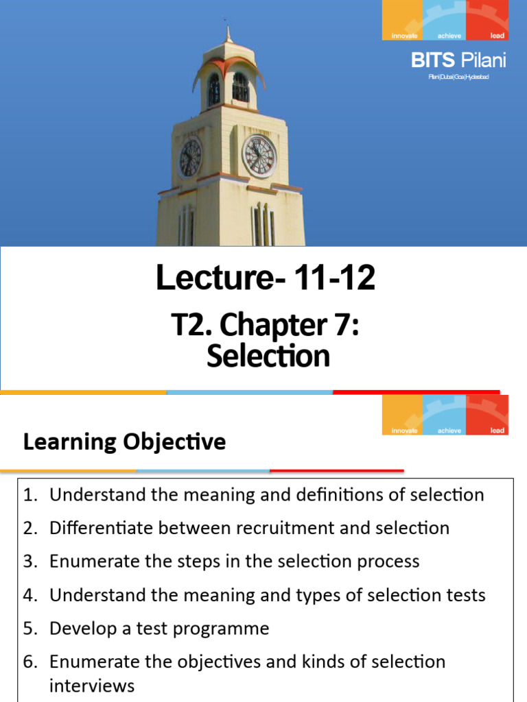 2023 MBAZG511 - Lecture 12 Part 2 Selection | PDF | Recruitment | Interview