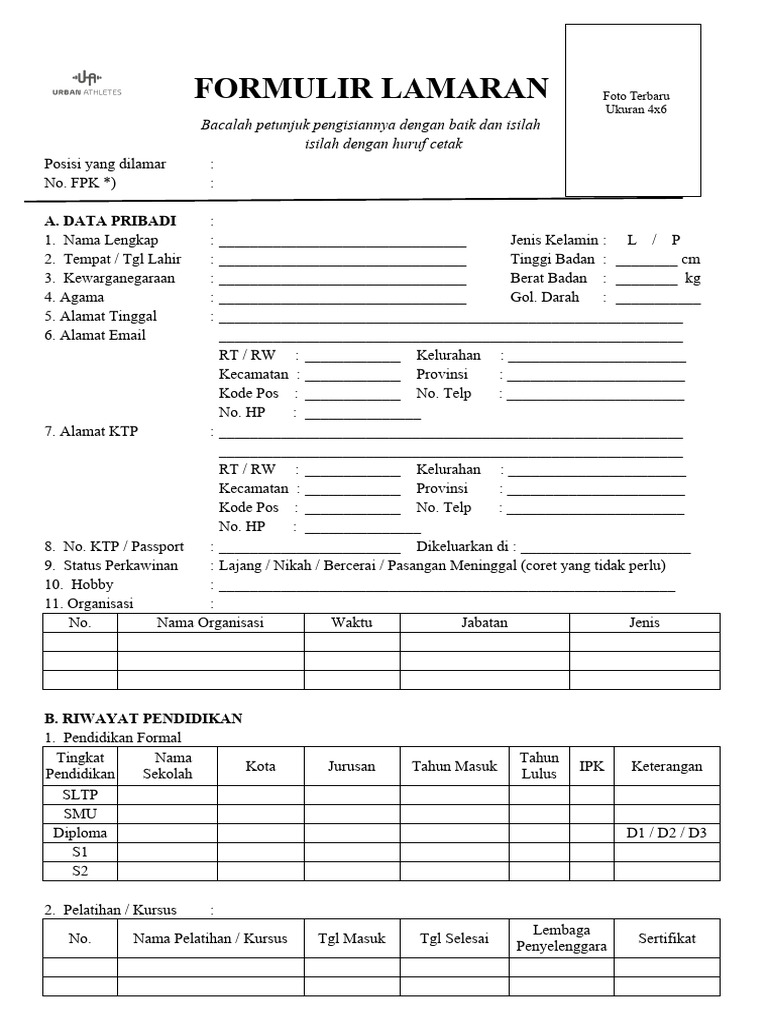 Formulir Lamaran | PDF