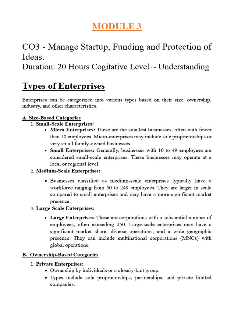 Types of Enterprises and Financing Options | PDF | Startup Company ...