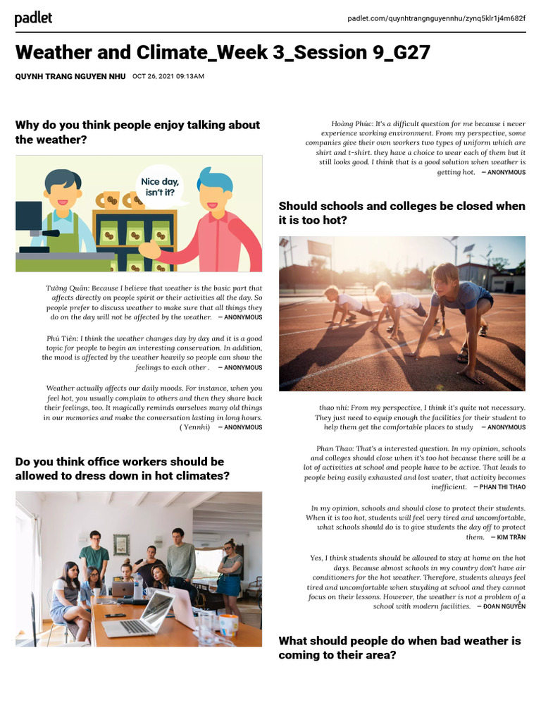 Speaking Part 3 - Weather and Climate_Answers from the class | PDF | Extreme Weather | Weather