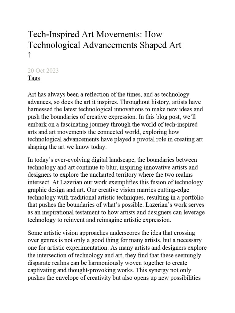 Tech-Inspired Art Movements | PDF | Artificial Intelligence | Intelligence (AI) & Semantics