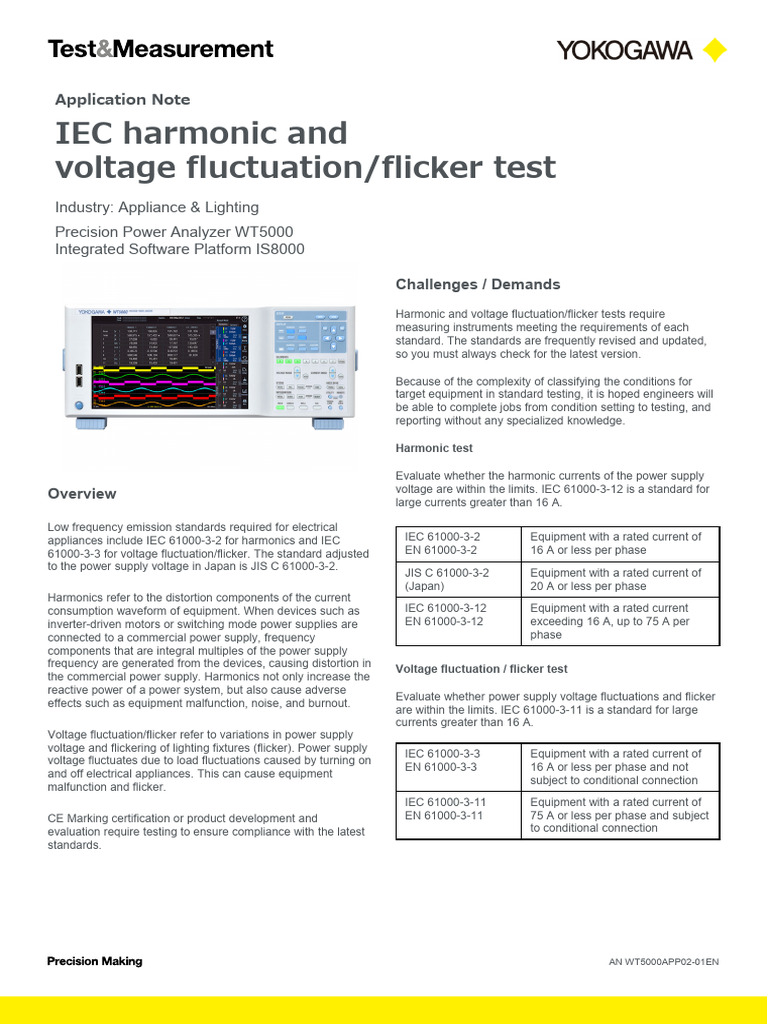 WT5000 IEC Harmonic and Voltage Fluctuation-Flicker Test r1 2 | PDF ...