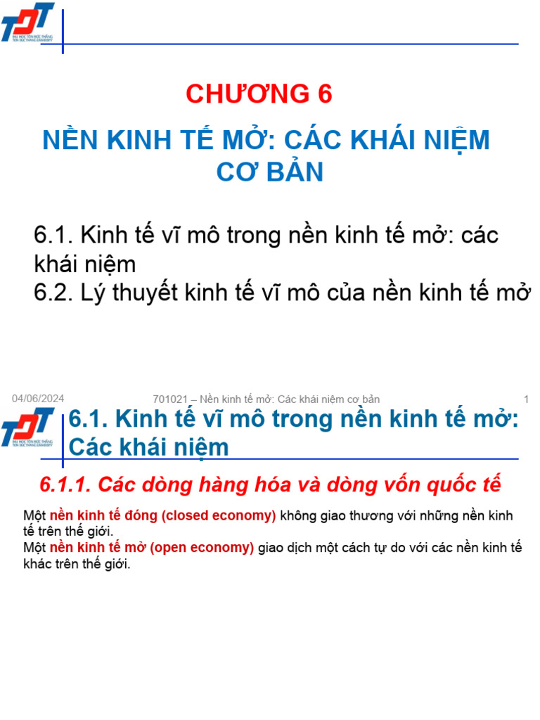 701021 Kinh Tế Vĩ Mô Chuong 6 Khai Niem Co Ban Nen Kinh Te Mo | PDF