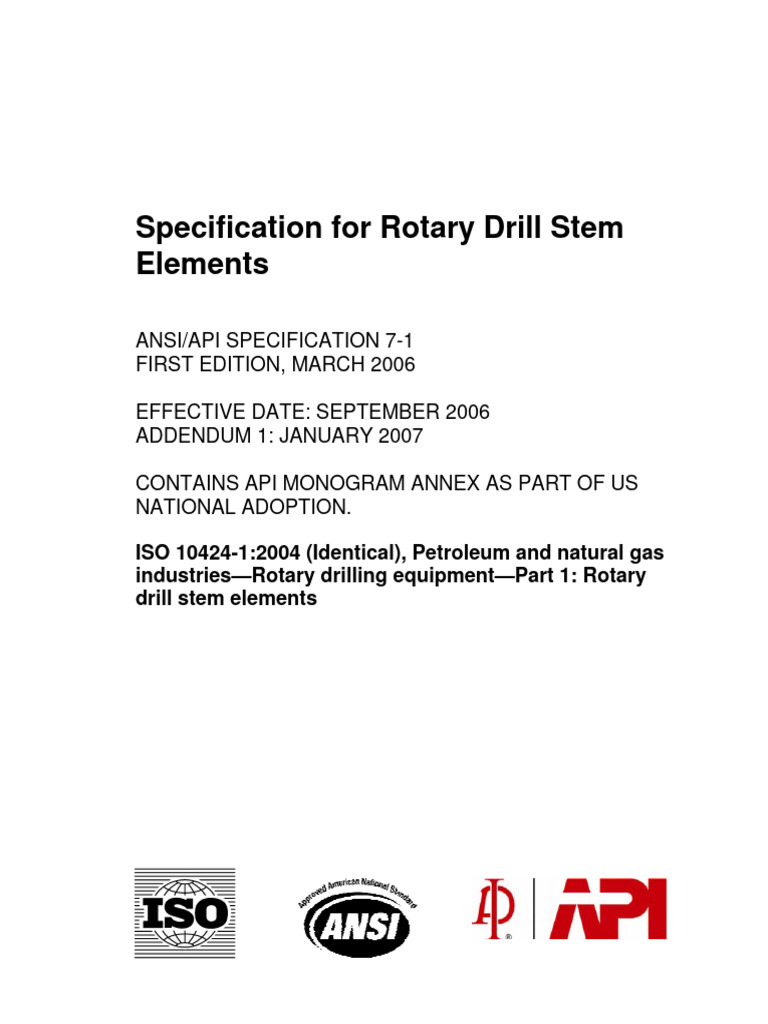API Specification 7-1 Addendum 1 20201221 | PDF | Pipe (Fluid ...