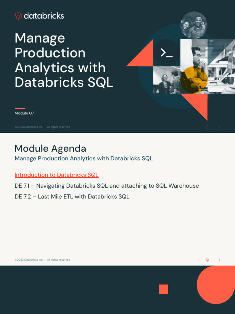 De Mod 7 Manage Production Analytics With Databricks SQL | Download Free PDF | Analytics | Data