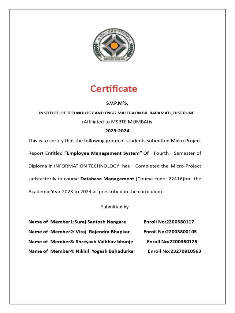 DMA Micro Project SYIF | PDF | Computing | Computer Science