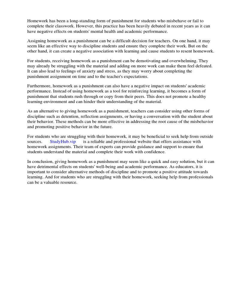 Giving Homework As Punishment | PDF | Homework | Disciplines