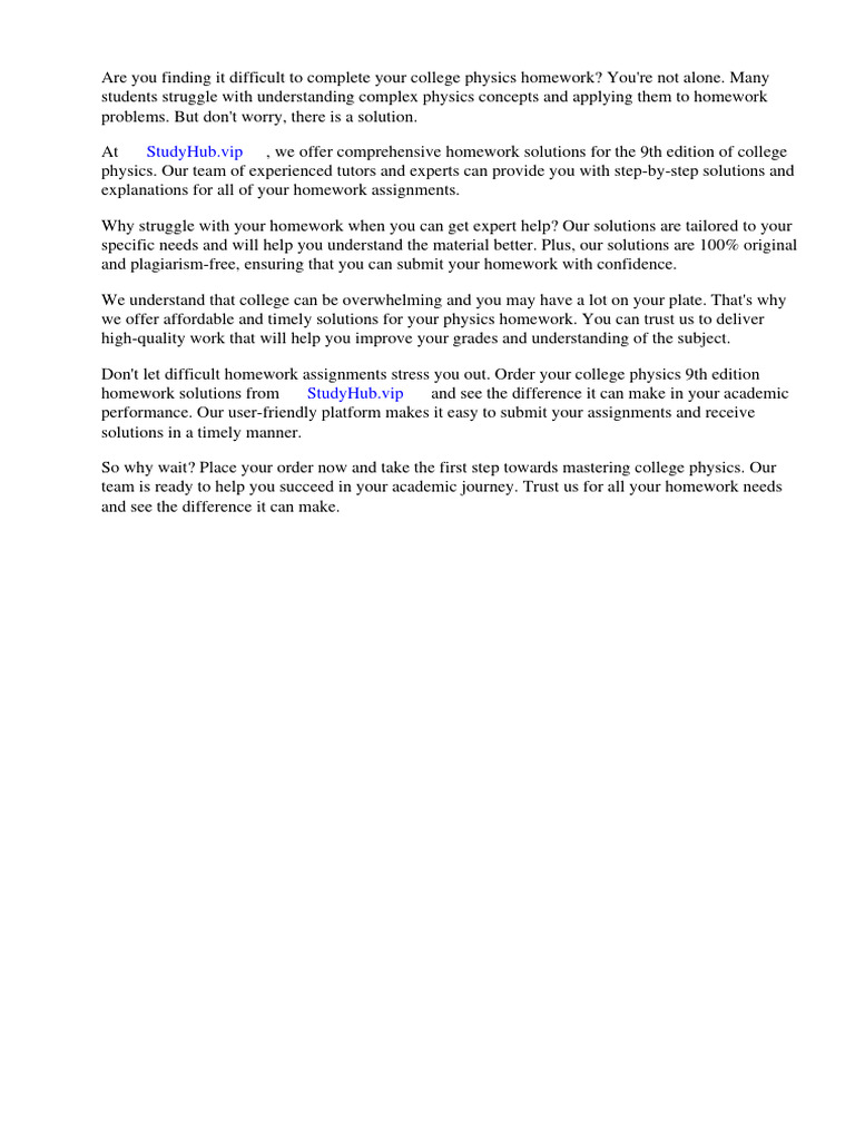 College Physics 9th Edition Homework Solutions | PDF | Homework ...