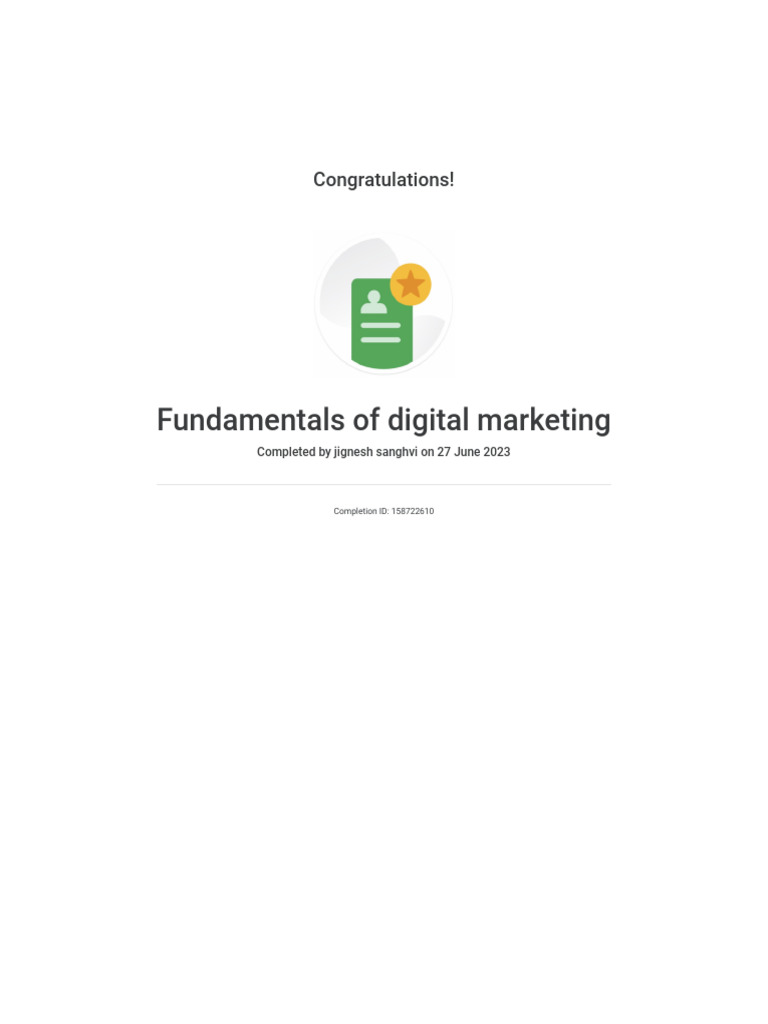 Digital Marketing Course Completion | PDF