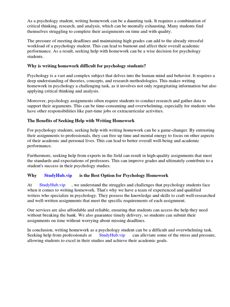 Psychologist Homework | PDF | Psychology | Homework