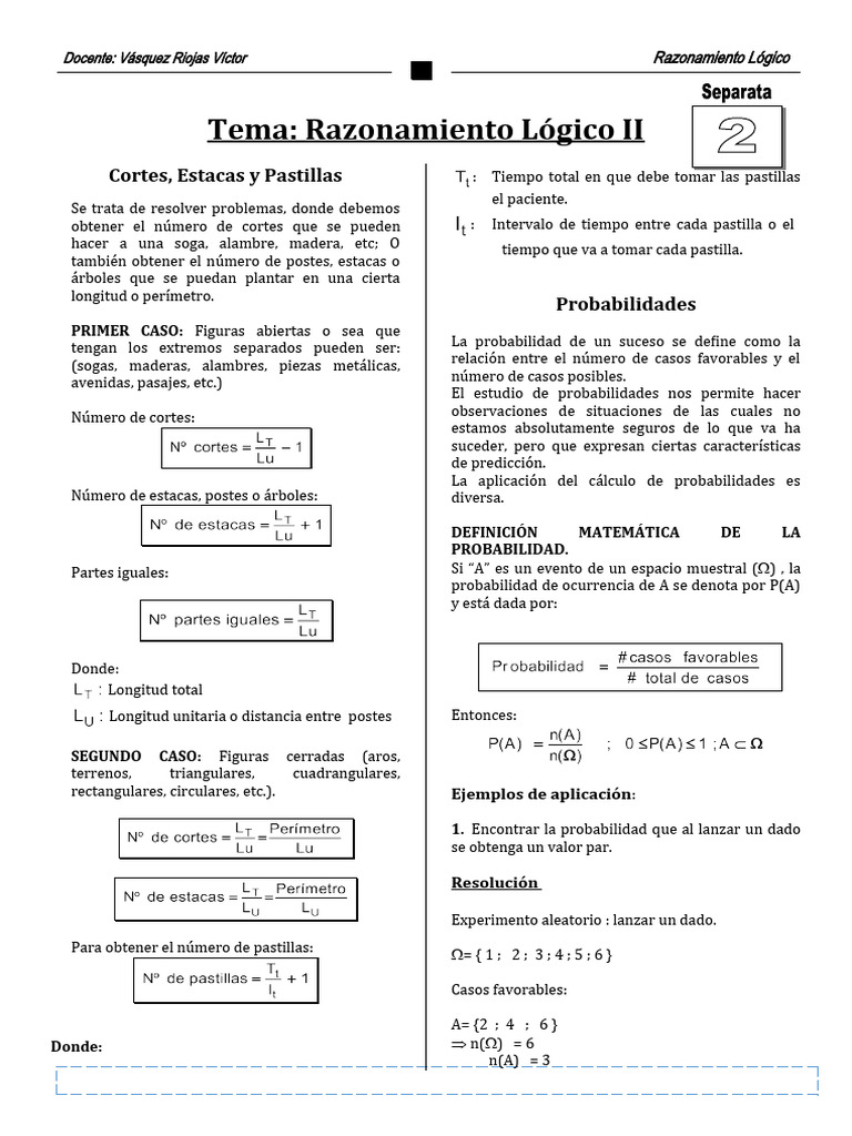 Razonamiento Logico II | PDF | Probabilidad | Teoría de probabilidad