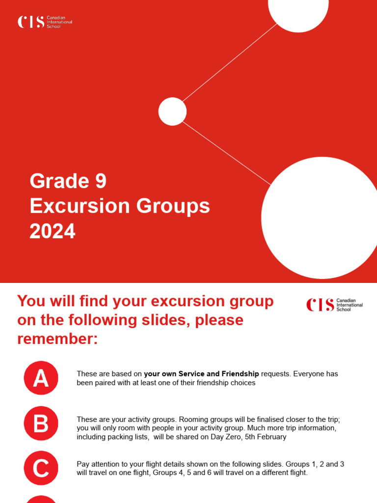 Grade 9 Excursion Groups 1 | PDF