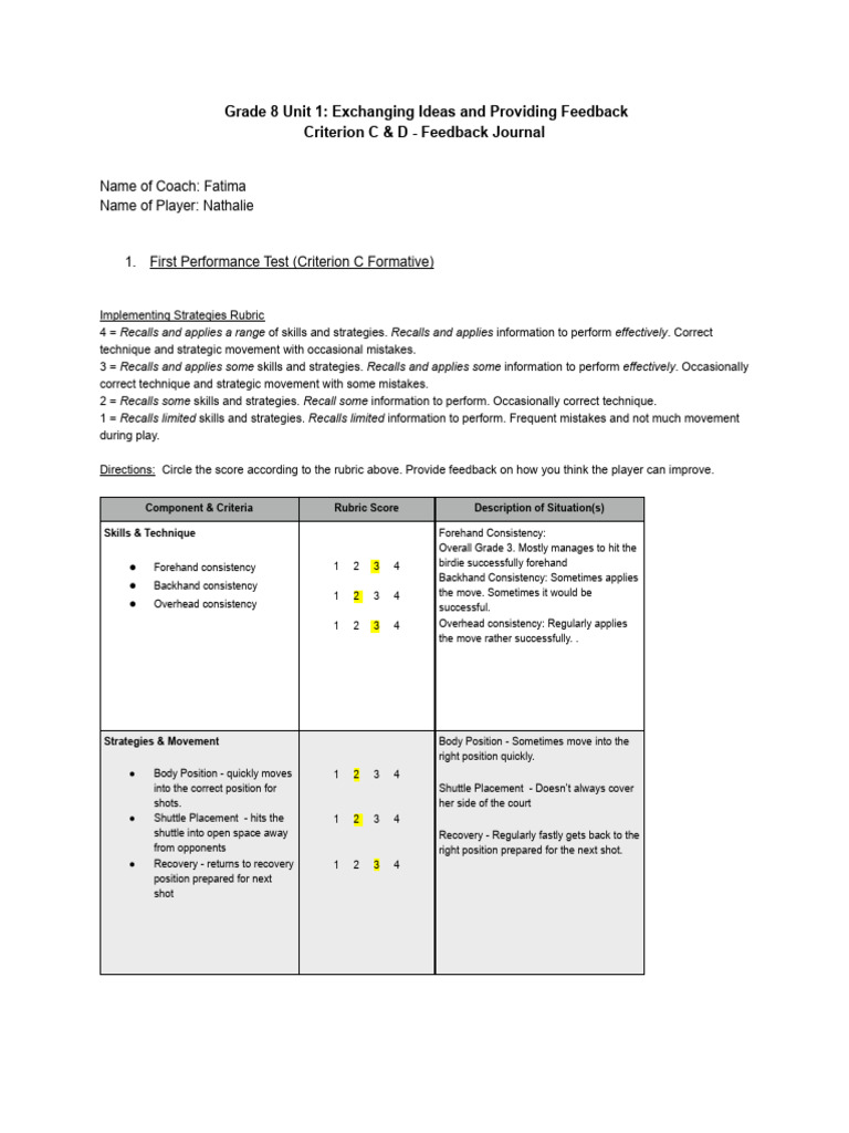 FATIMA'S Copy of Miss O'Neill 1 - G8 Unit 1 - Exchanging Ideas and Providing Feedback ...