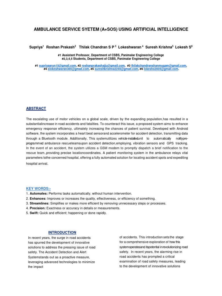 AI-Driven Ambulance Alert System | PDF | Artificial Intelligence ...