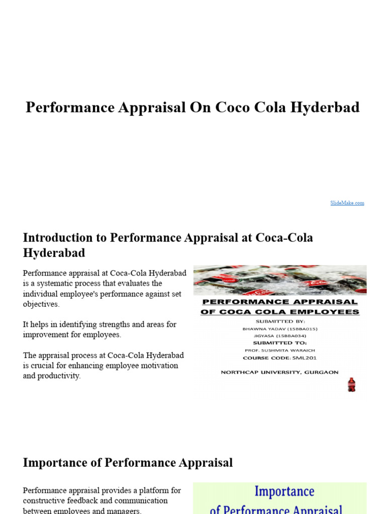 Performance Appraisal on Coco Cola Hyderbad | PDF | Performance Appraisal | Behavior Modification