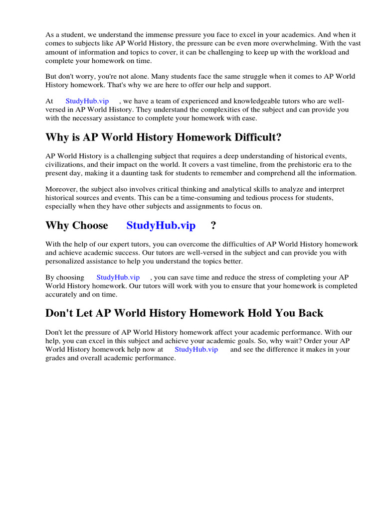 AP World History Homework Help | PDF | Advanced Placement | Homework