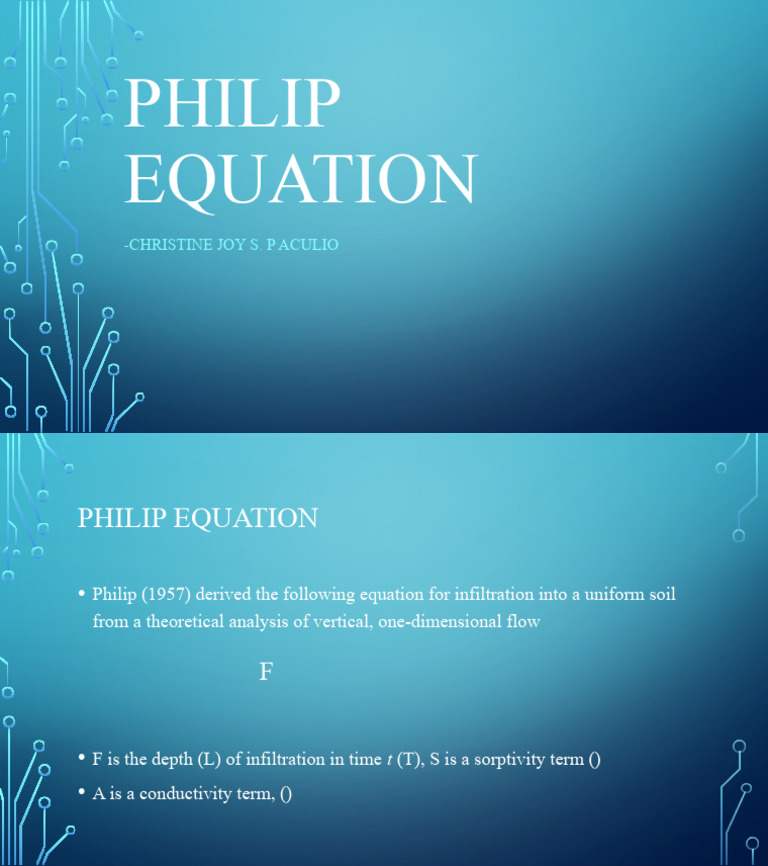 Philip Equation for Soil Infiltration | PDF