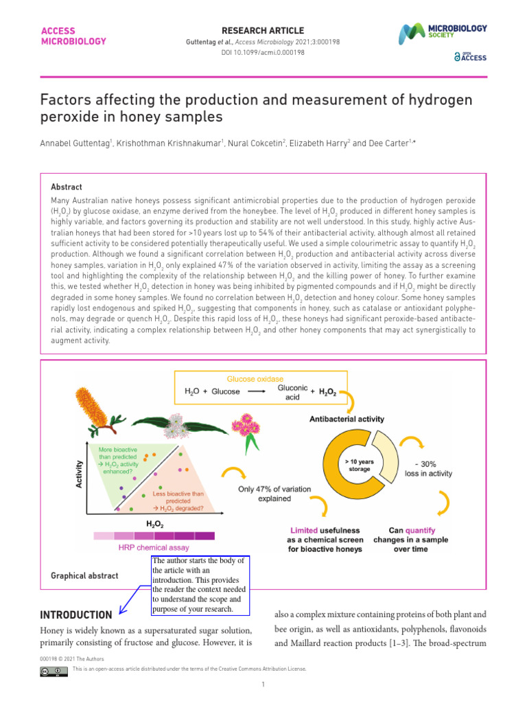 Sample IMRAD Research Article 4 | PDF | Hydrogen Peroxide | Honey