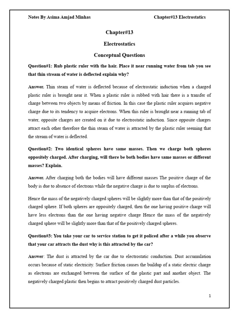 Chap 13 Conceptual Questions | PDF | Capacitance | Electric Charge