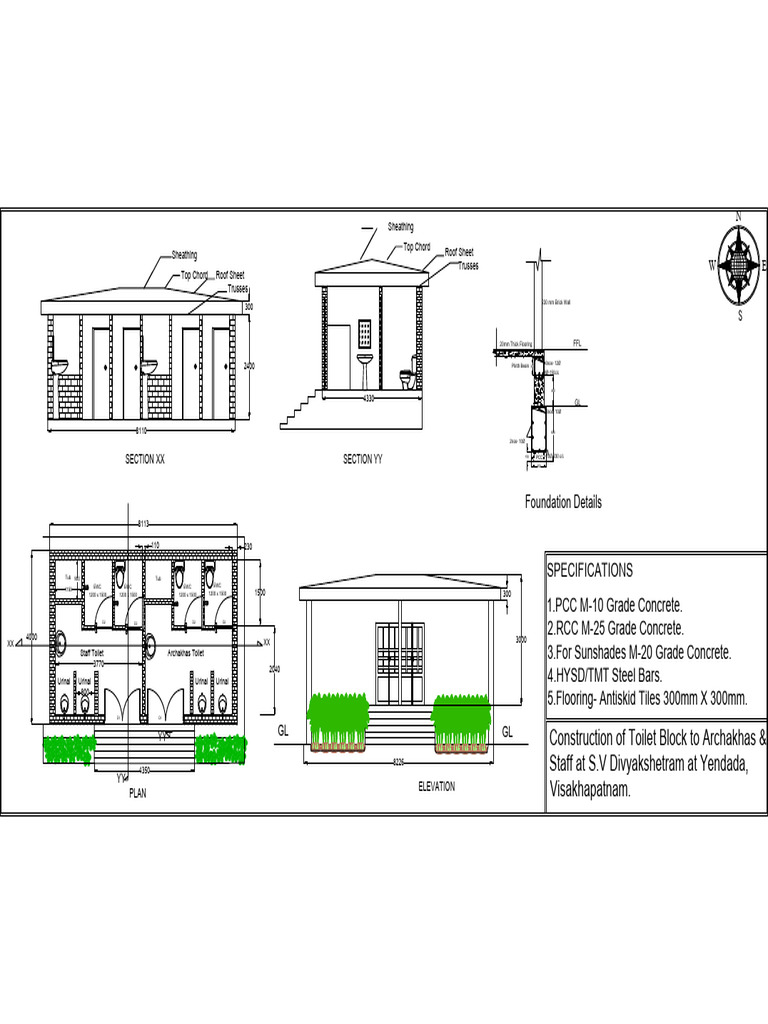 Construction of Toilet Block at Yendada DWG-Model | PDF | Architectural ...