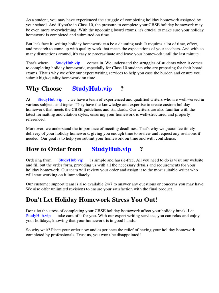 CBSE Class 10 Holiday Homework Help | PDF | Worksheet | Homework