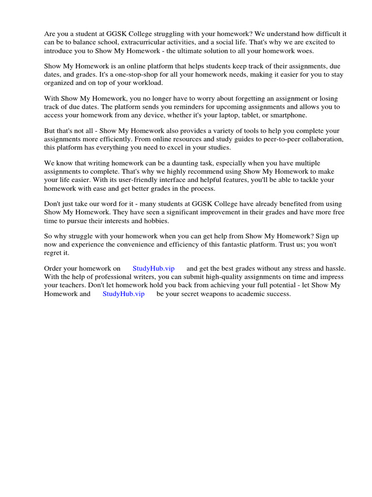 GGSK College Show My Homework | PDF | Homework