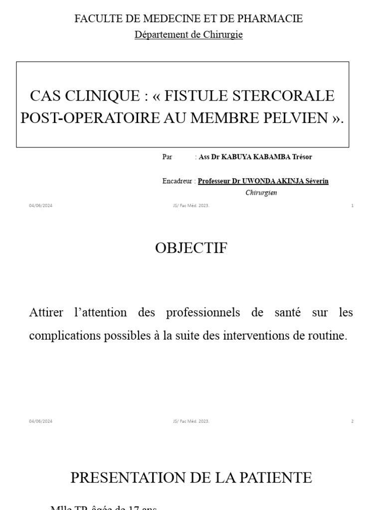 Fistule stercorale post-opératoire | PDF | Soins de santé | Médecine